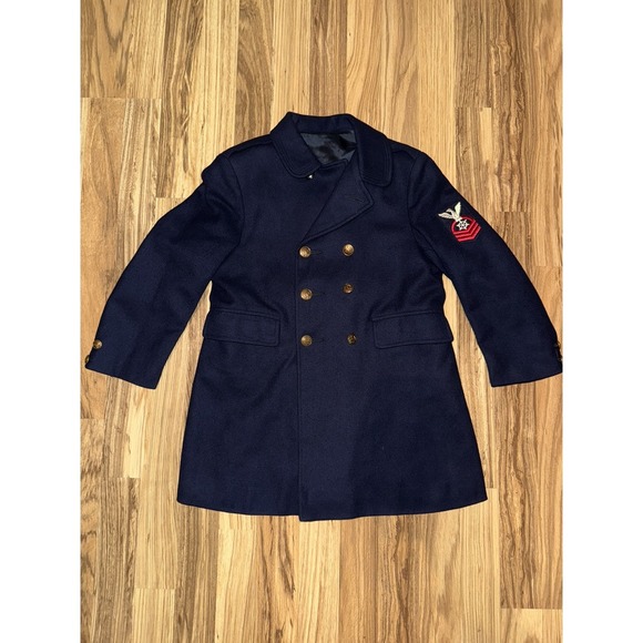 Jackets & Coats | Vtg Youth Park Us Navy Military Kids Wool Pea Coat ...